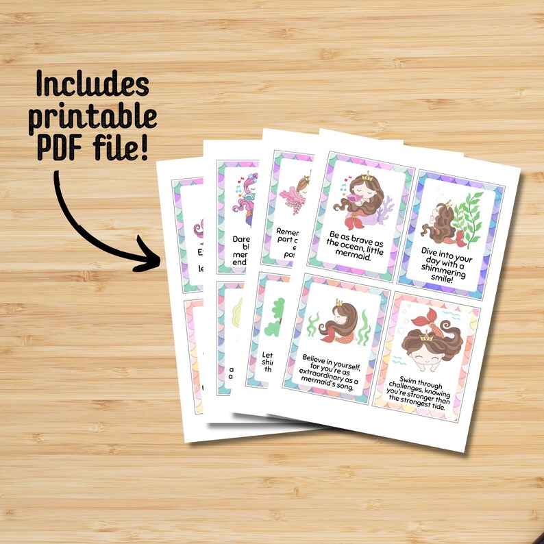 Mermaid Positive Affirmation Cards Printable for Children, Quotes Back ...