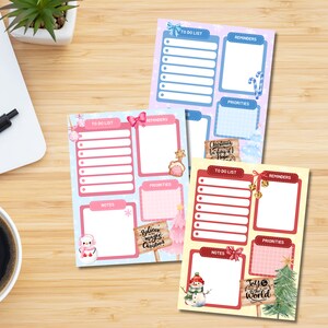 Christmas Printable Notepad, Kawaii Memo Pad, Christmas Planner ...