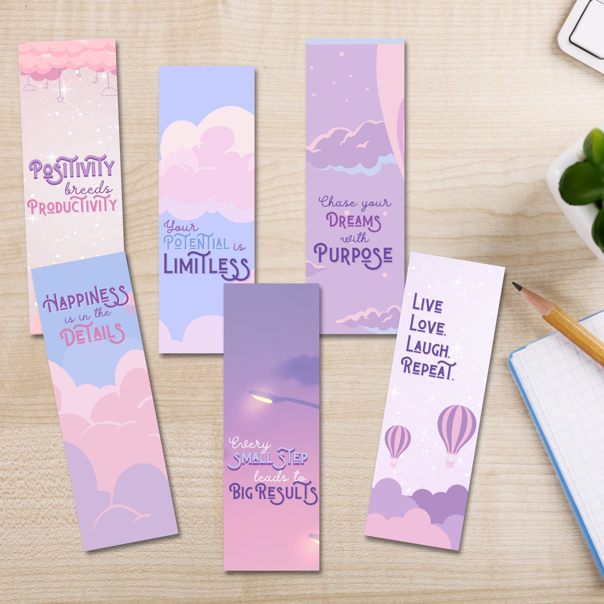 Printable Bookmark , Positive Printable Bookmark, Lofi Stationery ...