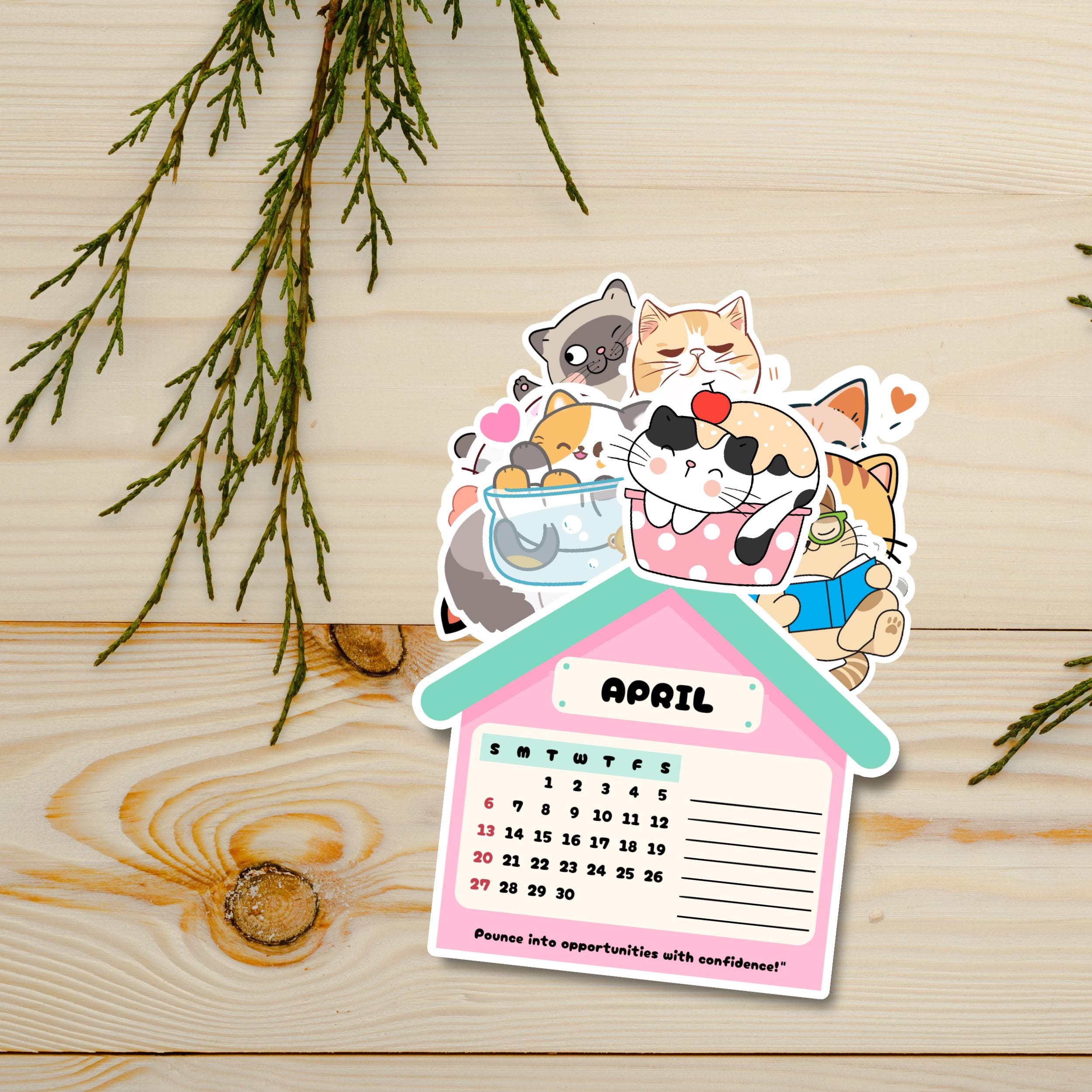 Cat Calendar, Kawaii Cat Calendar, Printable Calendar, Cute Calendar ...