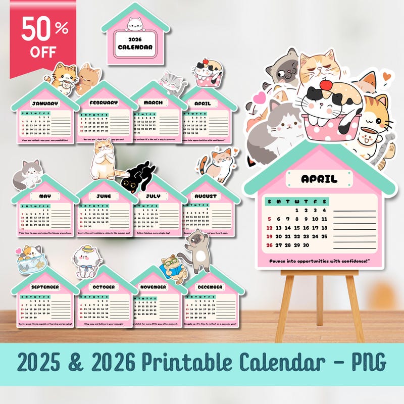 Cute calendar 2026 kawaii - Etsy México
