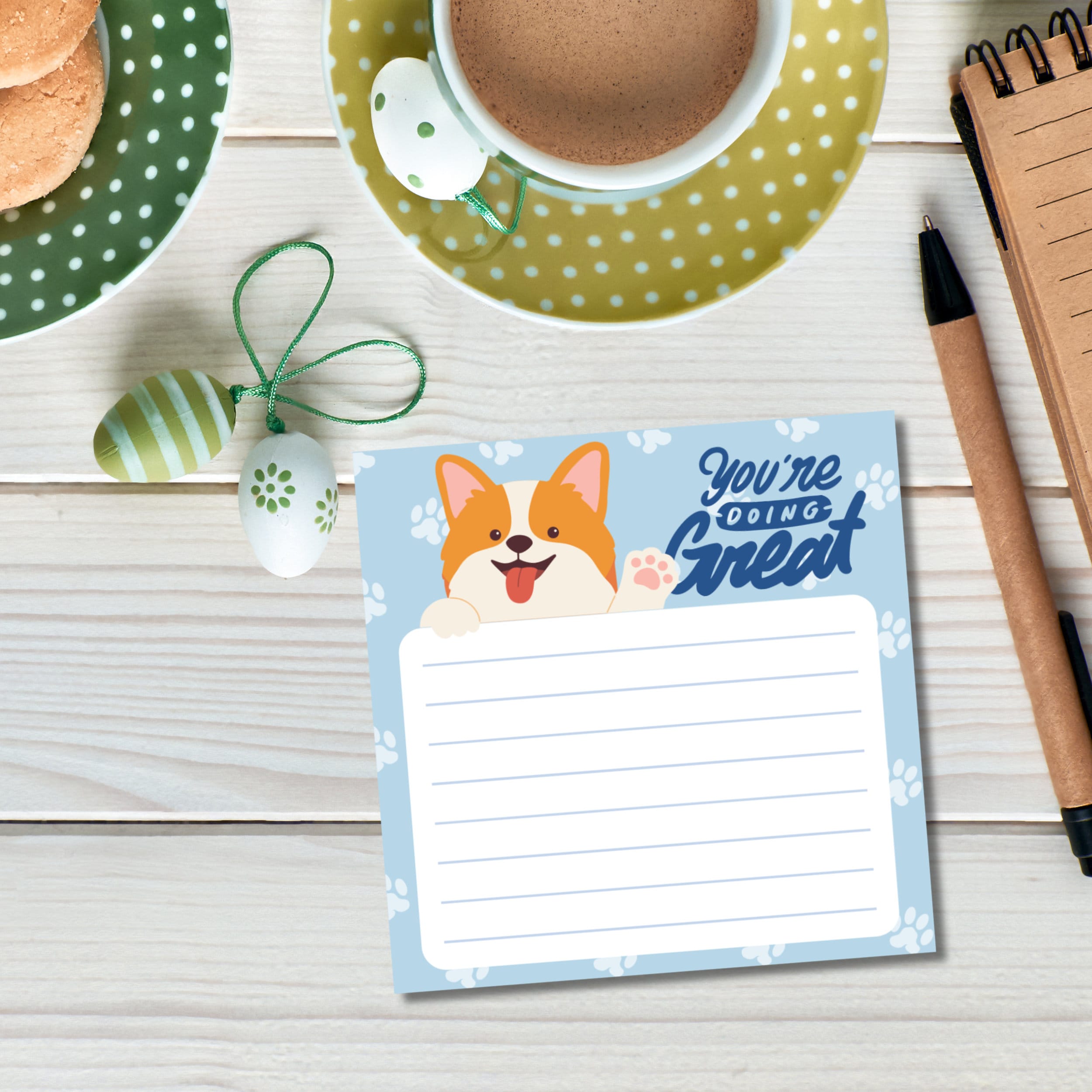 Dog Printable Memo Pad, Peeking Dog Positive Affirmation Printable ...