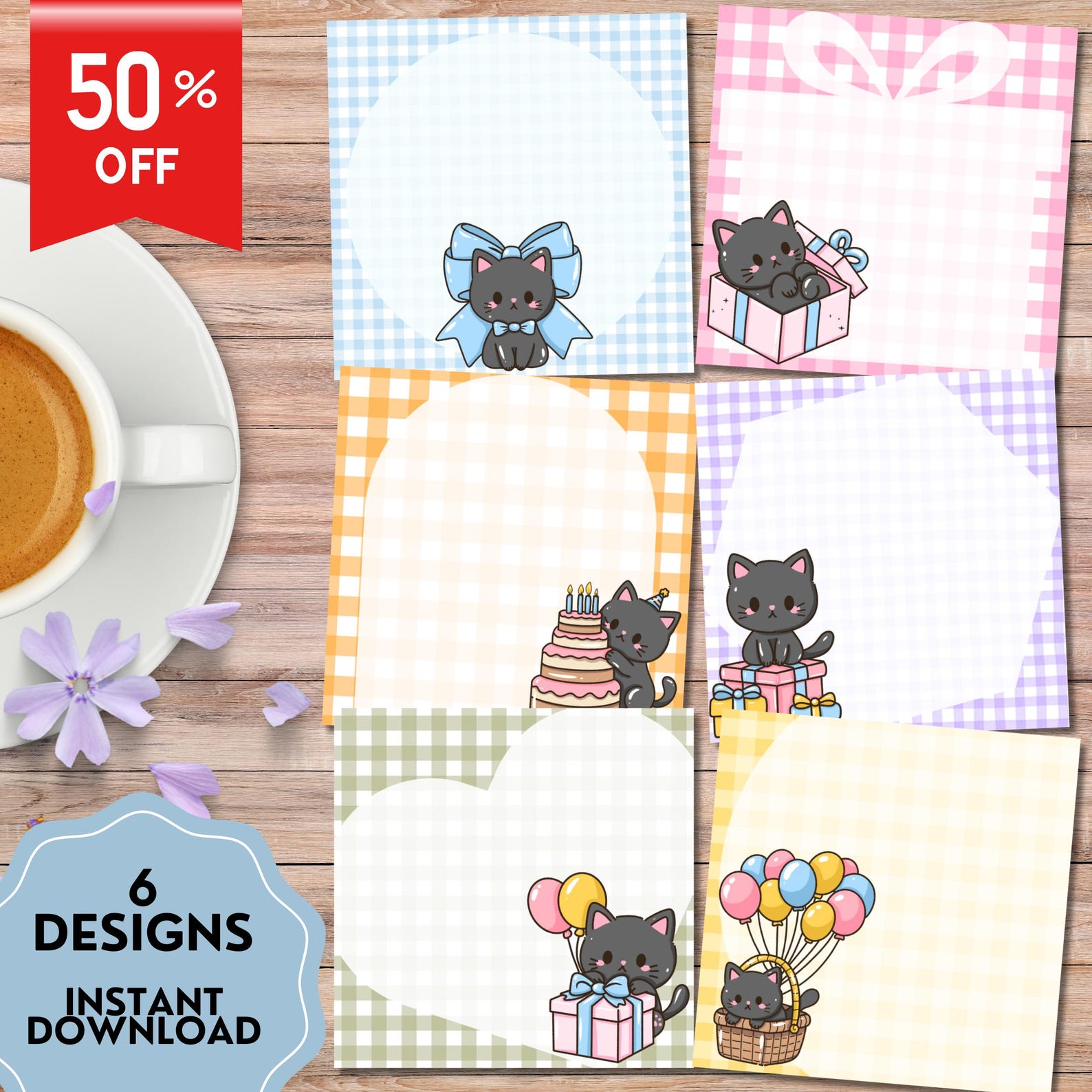 Birthday Notepad, Printable Notepad, Birthday Print, Cat Print, Cute ...