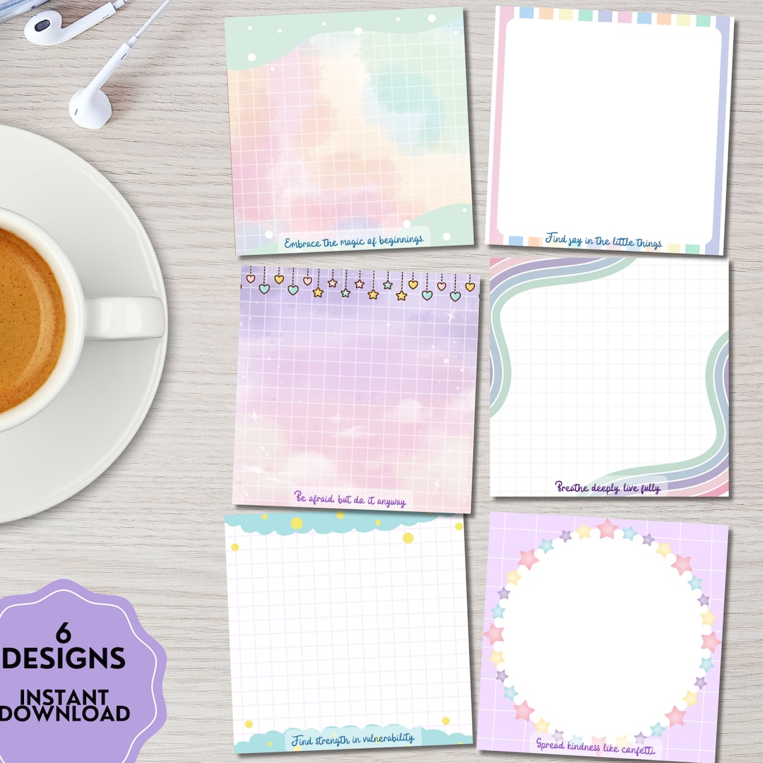Printable Memo Pad , Pastel Positive Memo Printable Notepad , Positive ...