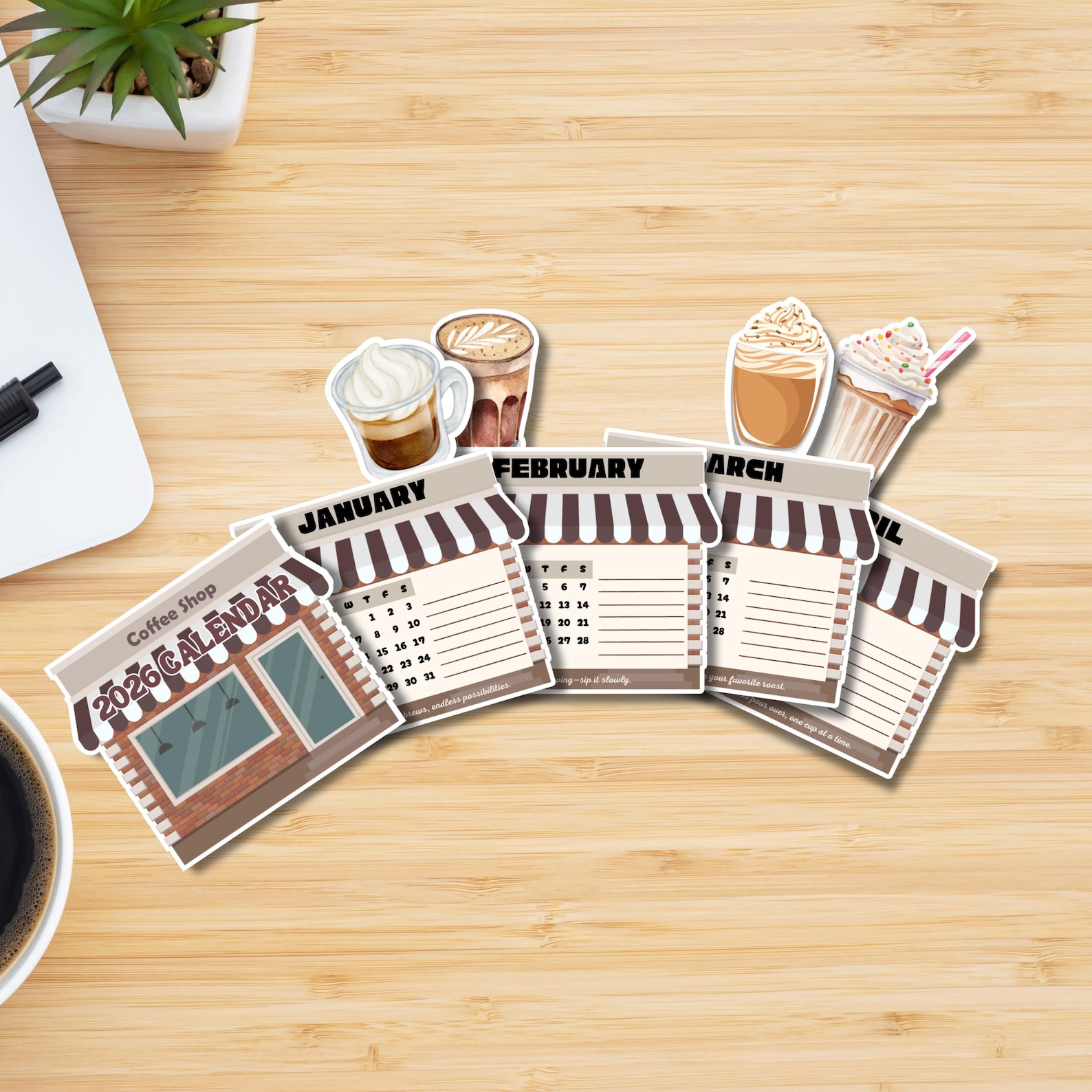 Coffee Calendar, Printable Calendar, Cute Calendar, Calendar 2026 ...