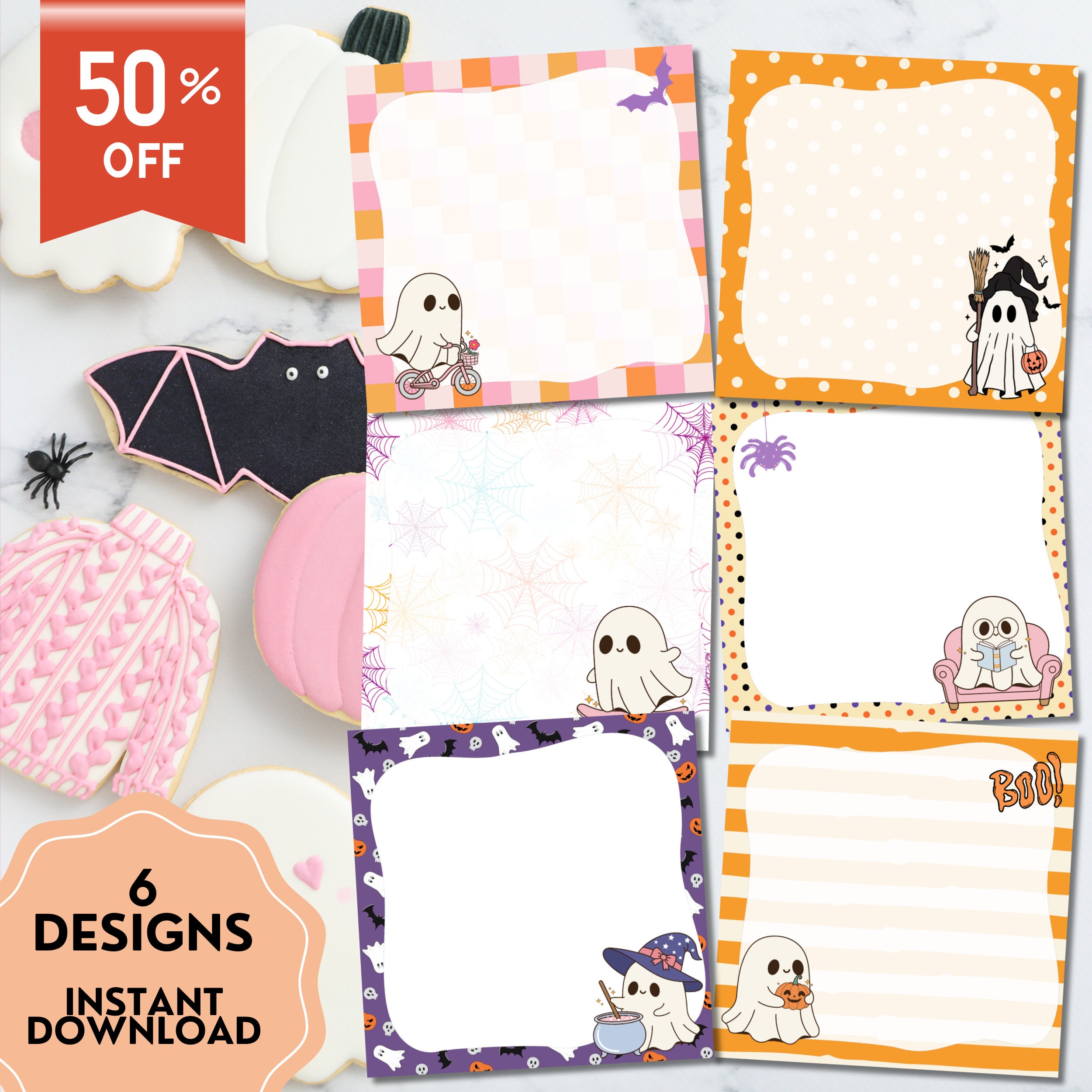 Halloween Notepad, Halloween Printable, Memo Pad Cute, Cute Ghost ...