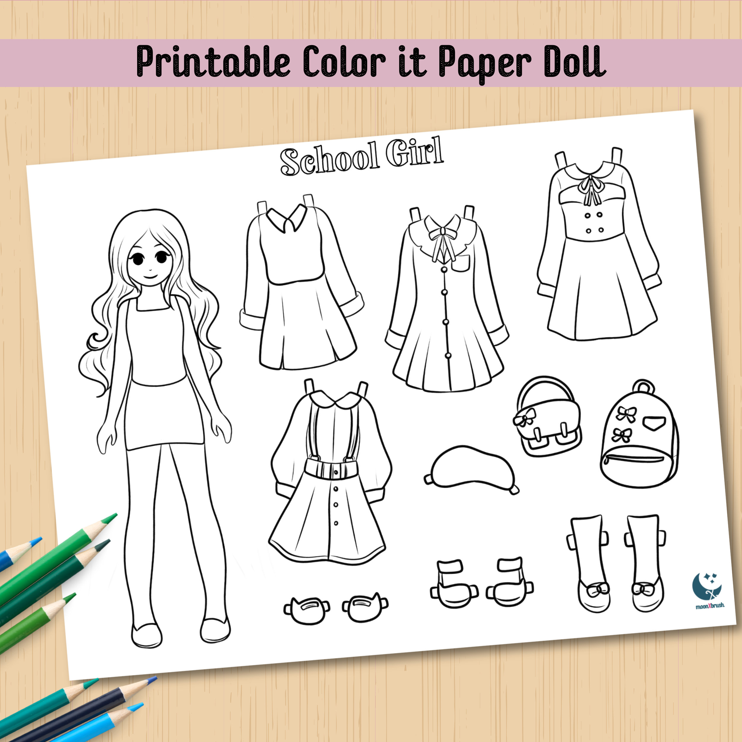 Paper Dolls Printable, School Girl Coloring Pages, Cute Paper Dolls ...