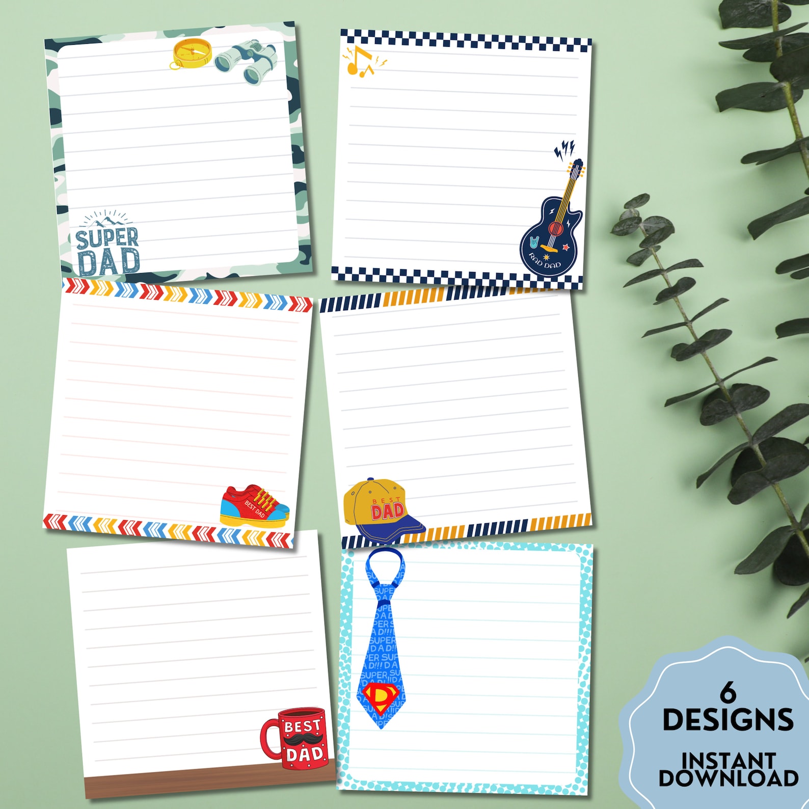 Fathers Day Notepad, Dad Printable Notepad, Printable Stationery, Cool ...