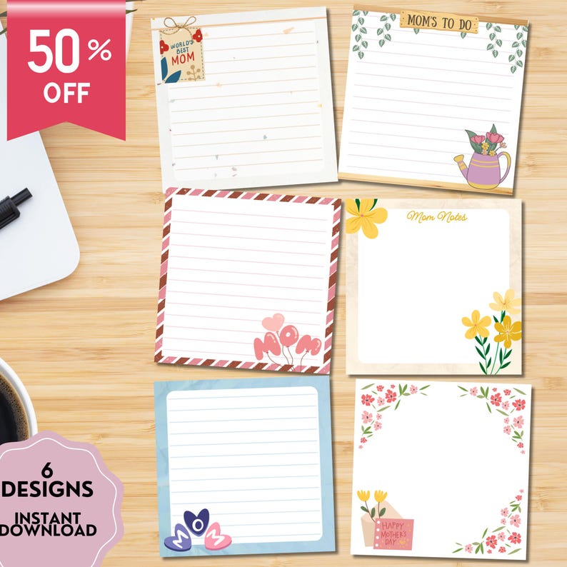 Mom Gift, Printable Notepad, Mother Printable Notepad, Printable Stationery ,best Mom Gift ...