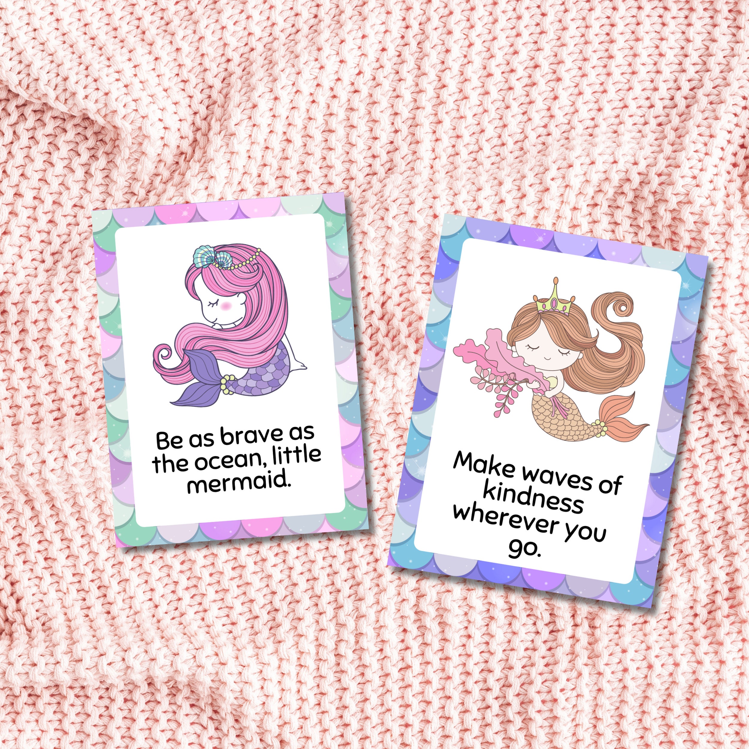 Mermaid Positive Affirmation Cards Printable for Children, Quotes Back ...