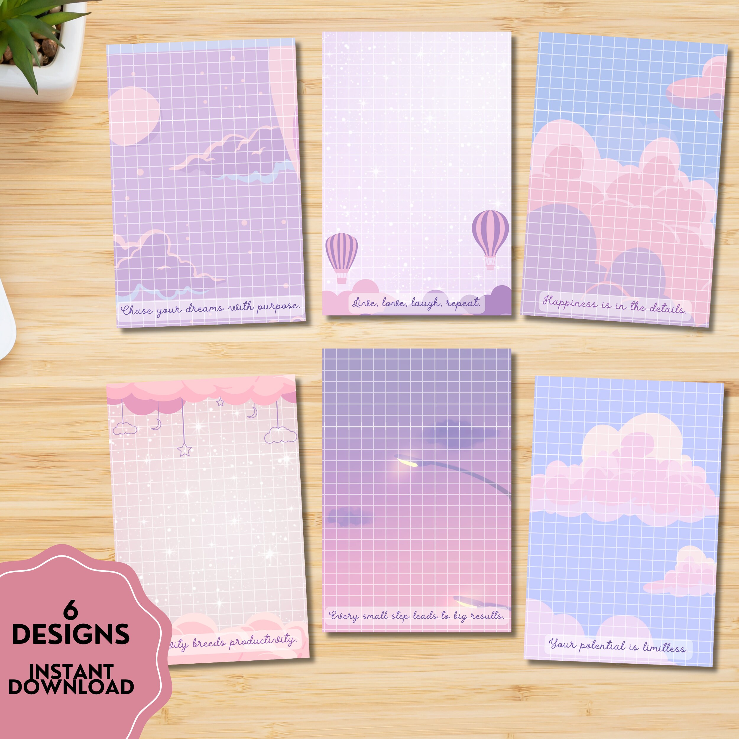 Printable Memo Pad , Lofi Printable Notepad , Positive Affirmation ...