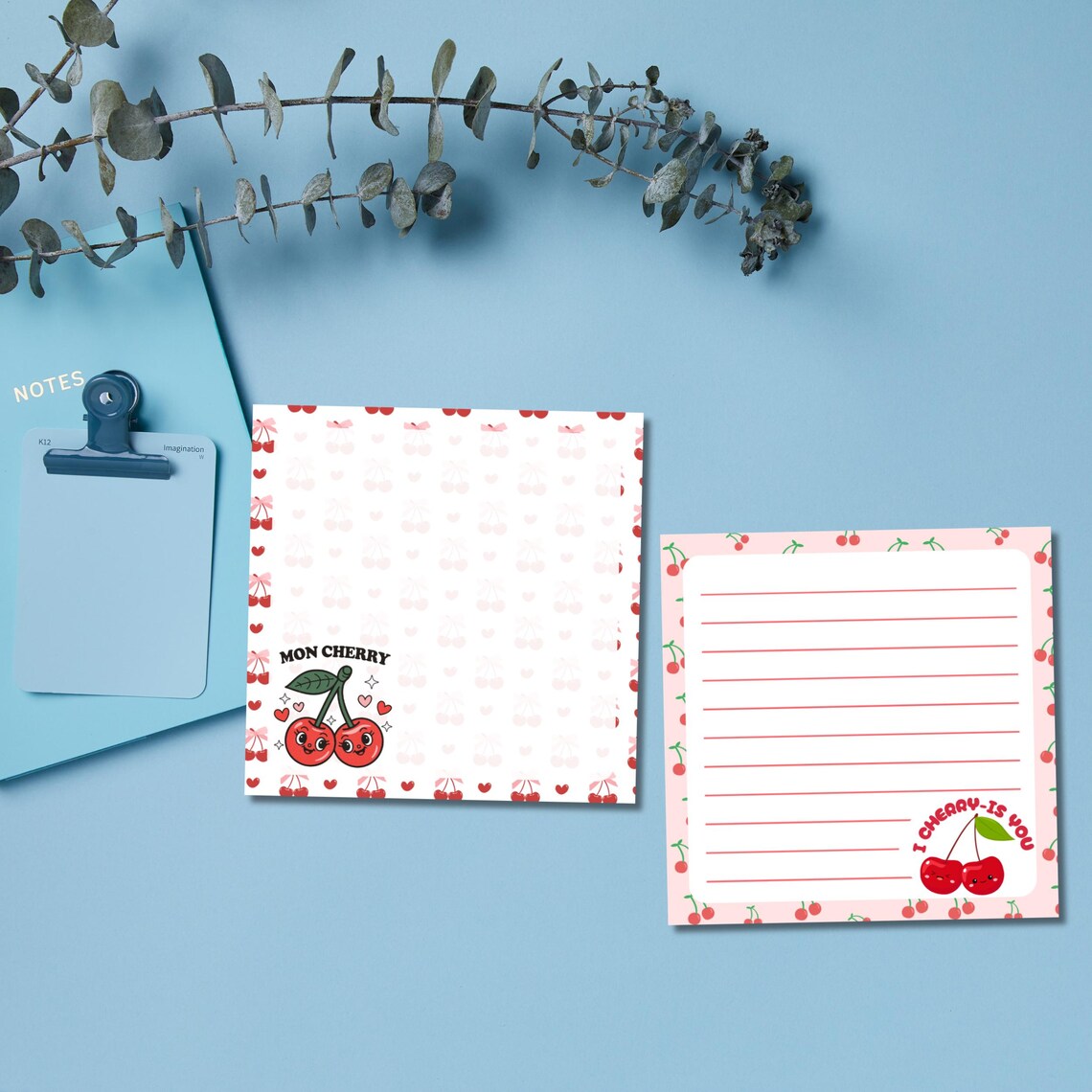 Cherry Notepad, Sweet Notes Notepad, Printable Notepad, Kawaii Memo ...