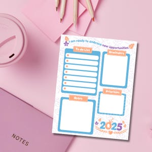2025 Notepad, 2025 Planner, Printable Notepad, Kawaii Memo, to Do List ...