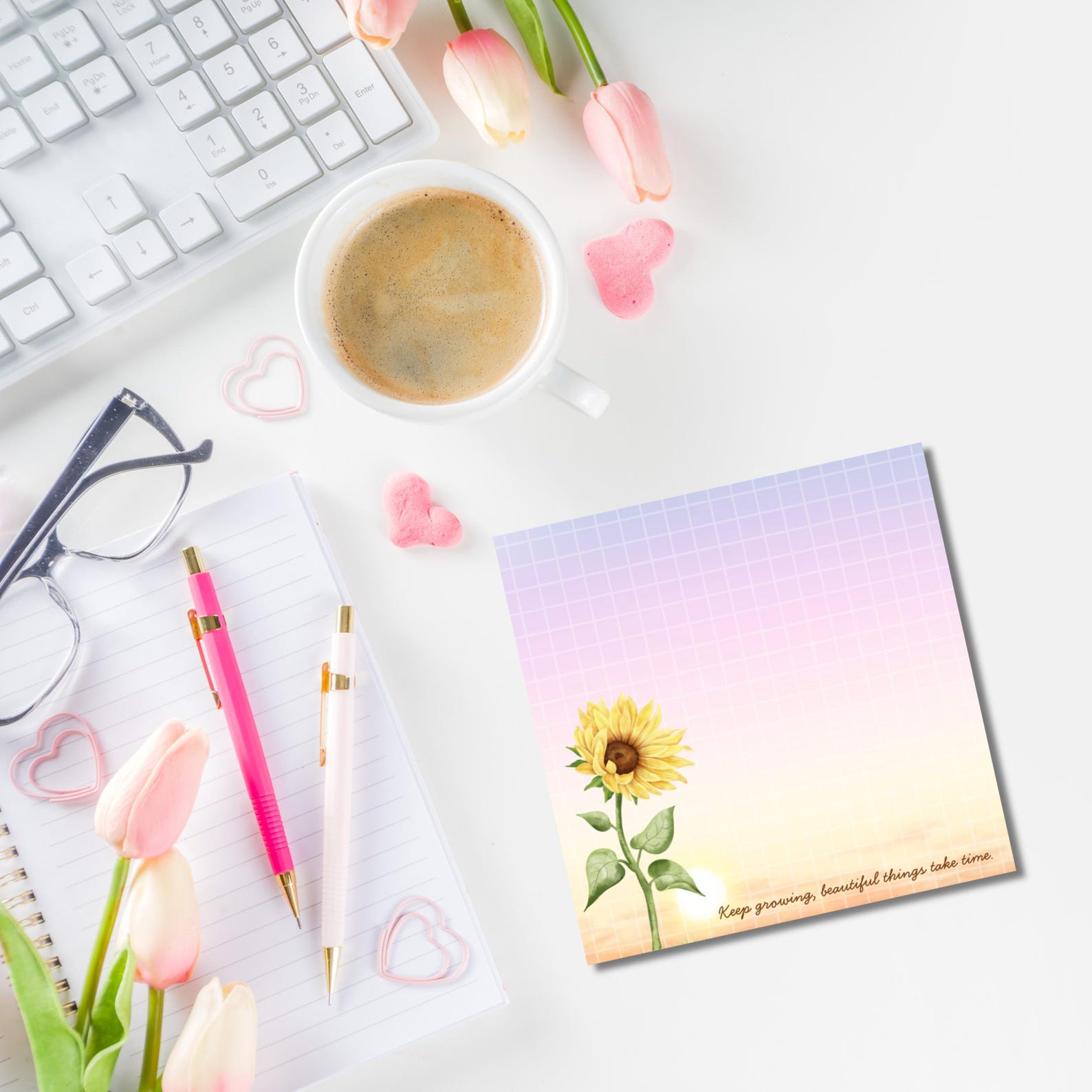 Sunflower Notepad, Printable Notepad, Sunflower Print, Cute Stationery ...