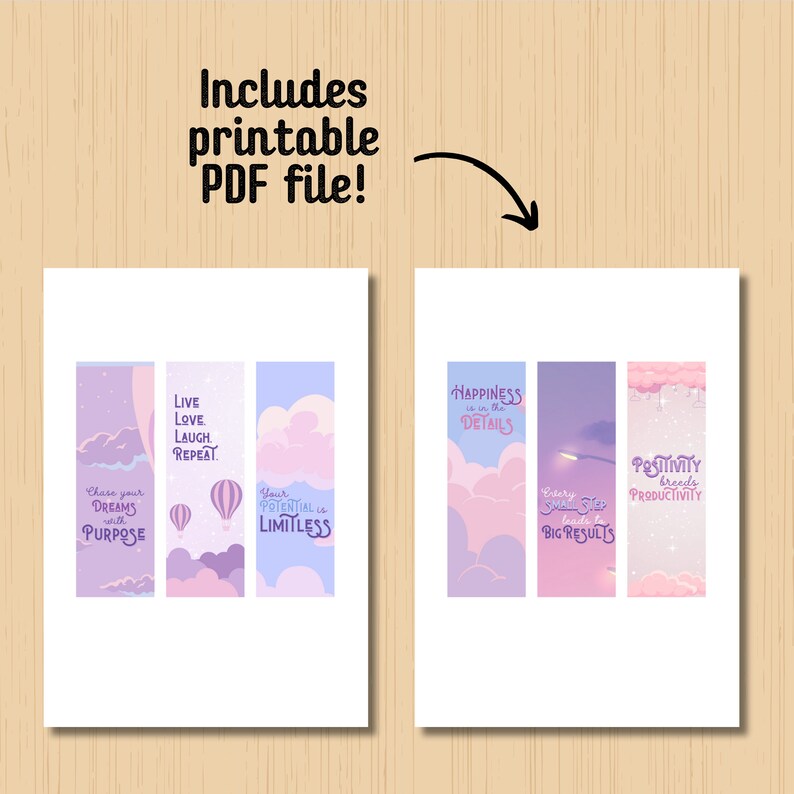 Printable Bookmark , Positive Printable Bookmark, Lofi Stationery ...