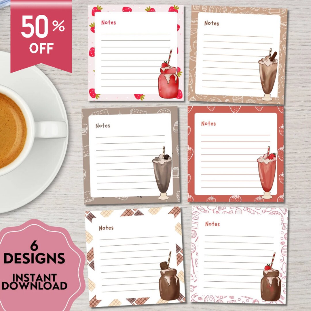 Coffee Print, Printable Notepad, Frappuccino Printable Memo, Kawaii ...