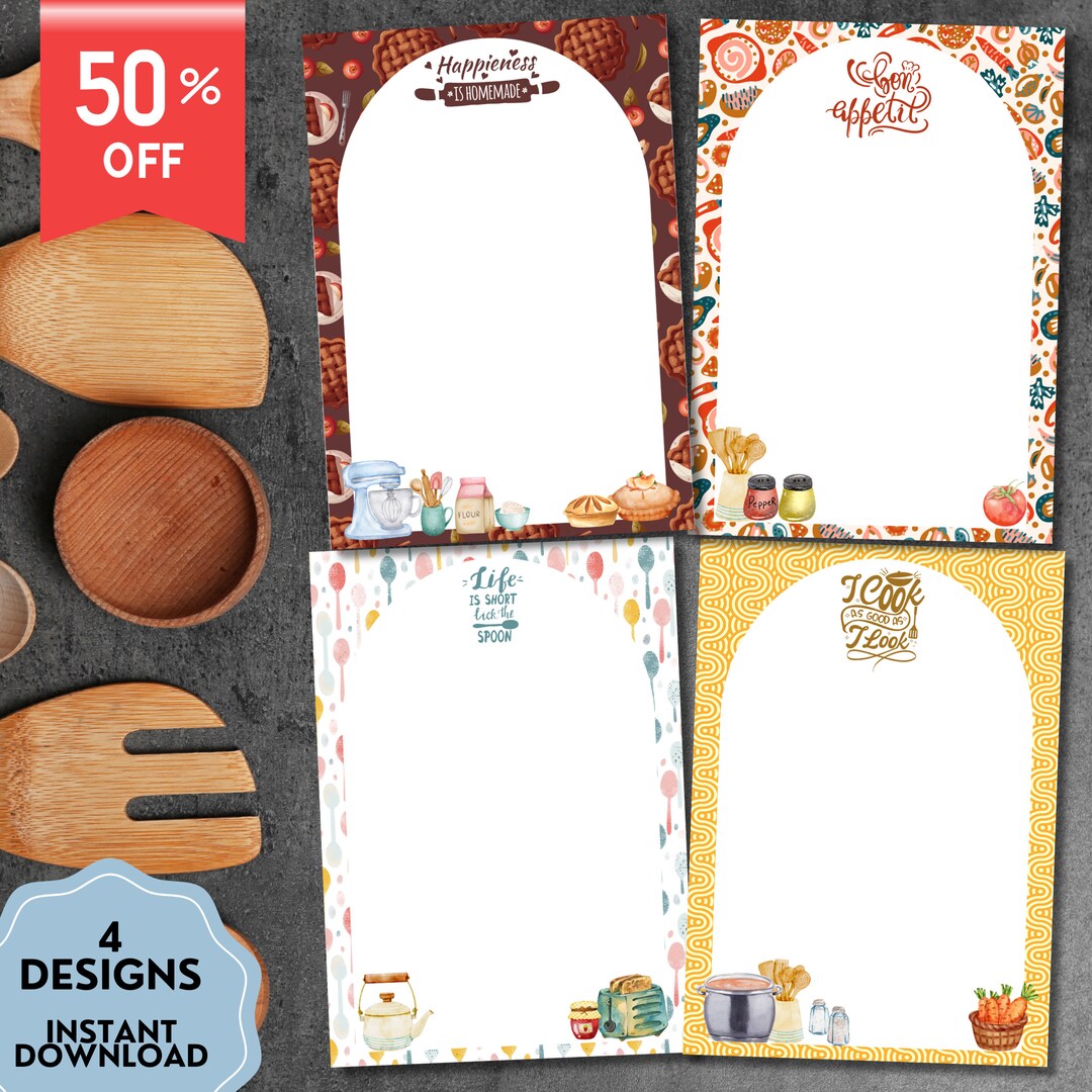 Kitchen Print, Kitchen Printable Notepad, Kawaii Memo, Positive ...