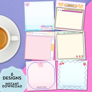 Pixel Art, Pastel Stationery, Printable Notepad, Kawaii Memo, Positive ...