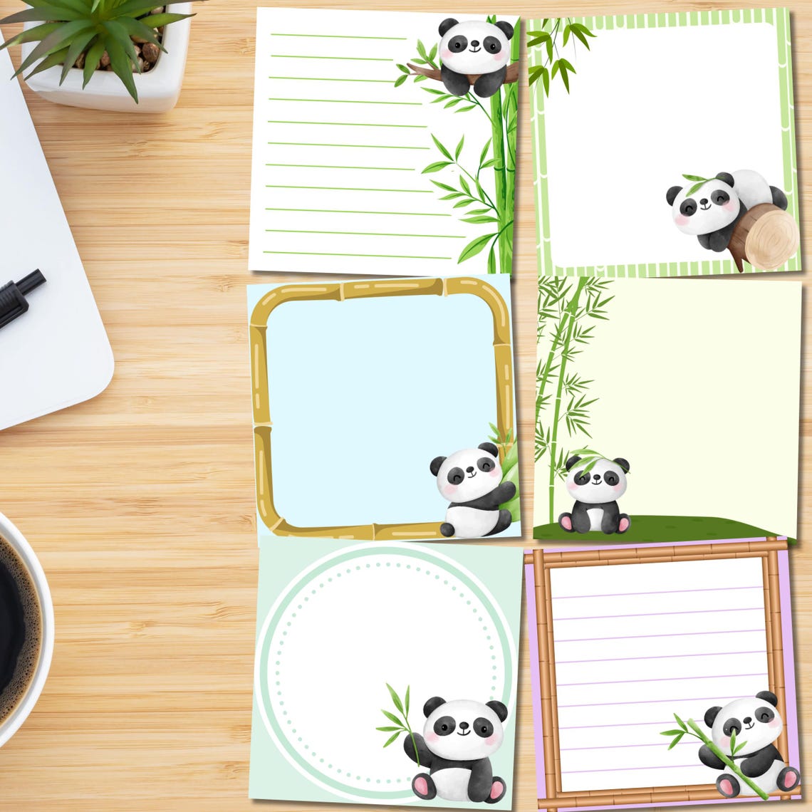 Panda Notepad, Printable Notepad, Cute Stationery, Kawaii Memo, Animal ...