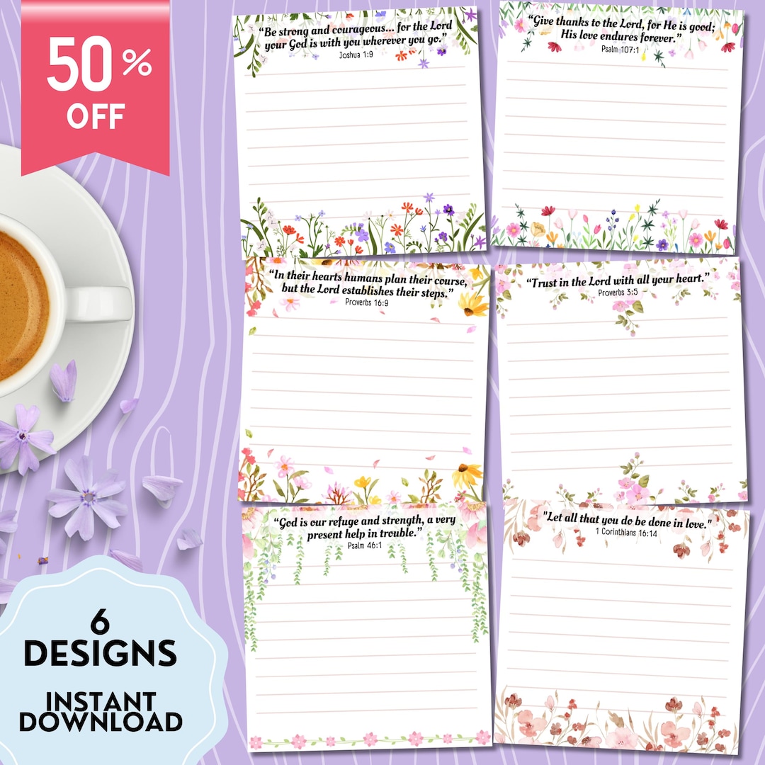 Bible Verses Notepad, Christian Notepad, Printable Notepad, Kawaii Memo ...