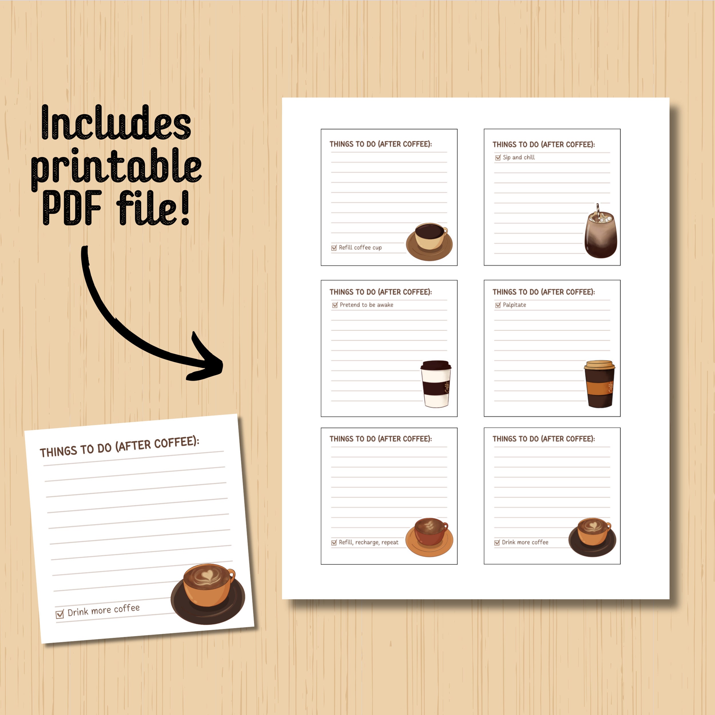 Coffee Printables, Coffee Printable Notepad ,coffee Lover Gift ...