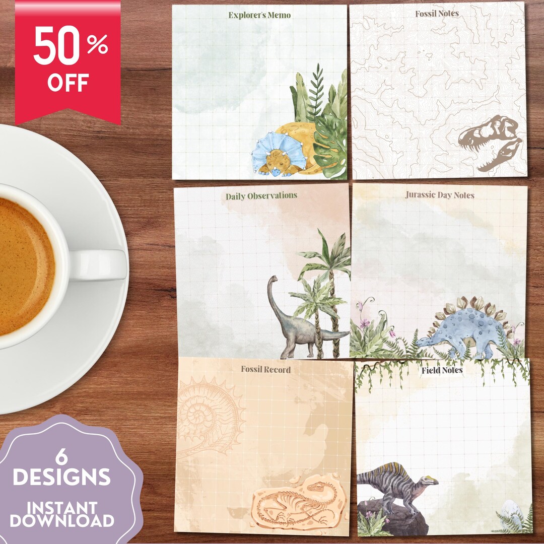 Jurassic Notepad, Dinosaur Print, Printable Notepad, Cute Stationery ...