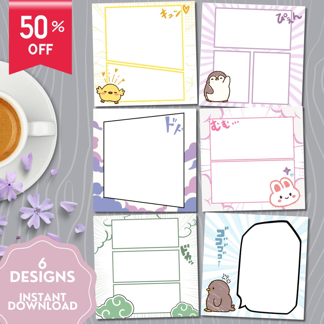 Manga Notepad, Printable Notepad, Manga Print, Cute Stationery, Kawaii ...
