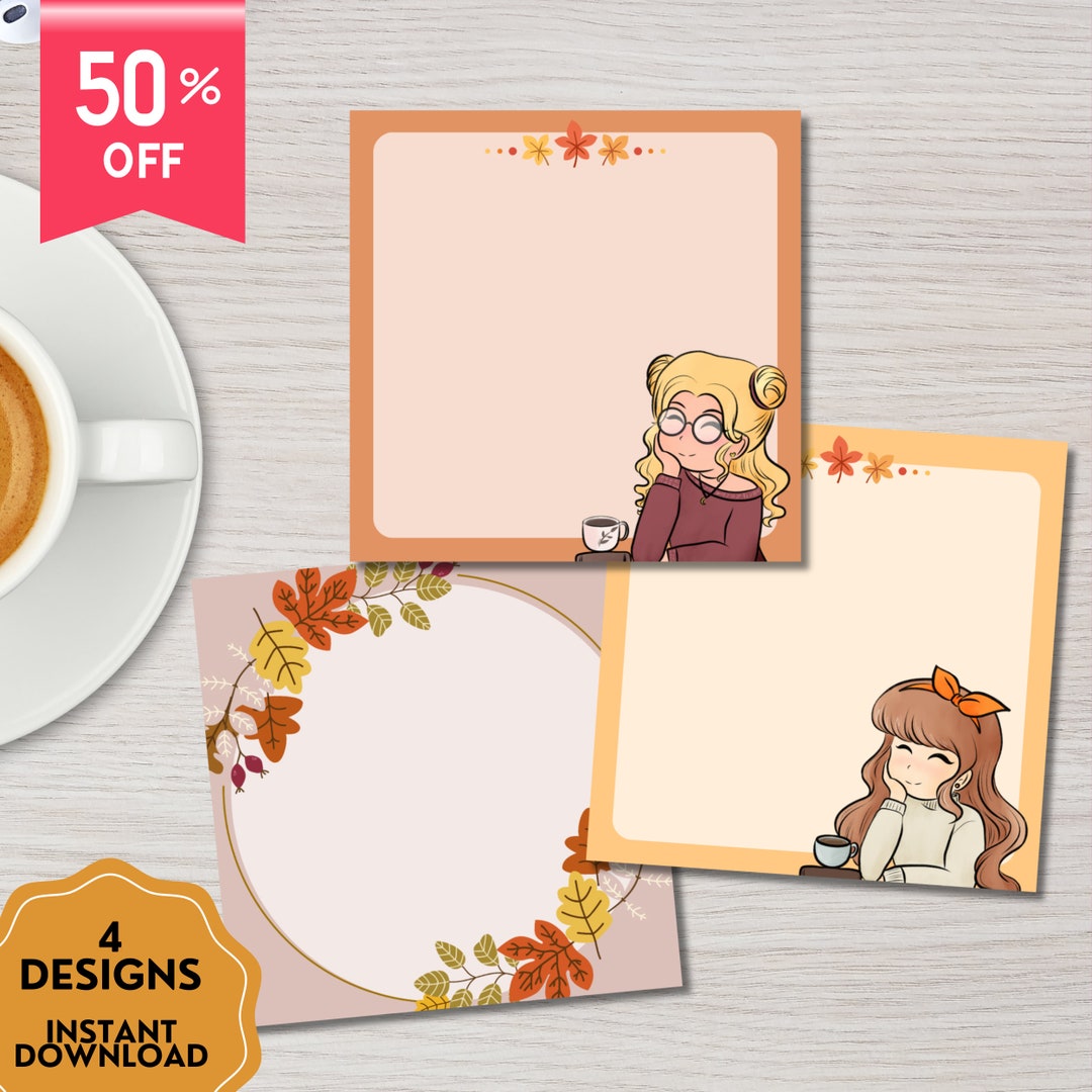 Autumn Girl, Autumn Printable Notepad, Memo Pad Cute, Fall Memo Pad ...