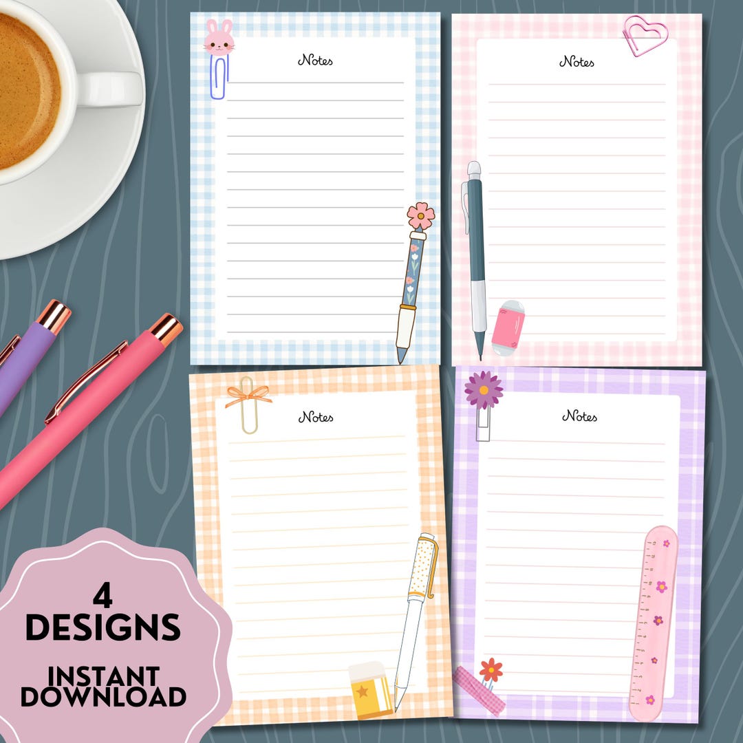 Cute Student Notes Printable Notepad, Student Notes, Study Notepad ...