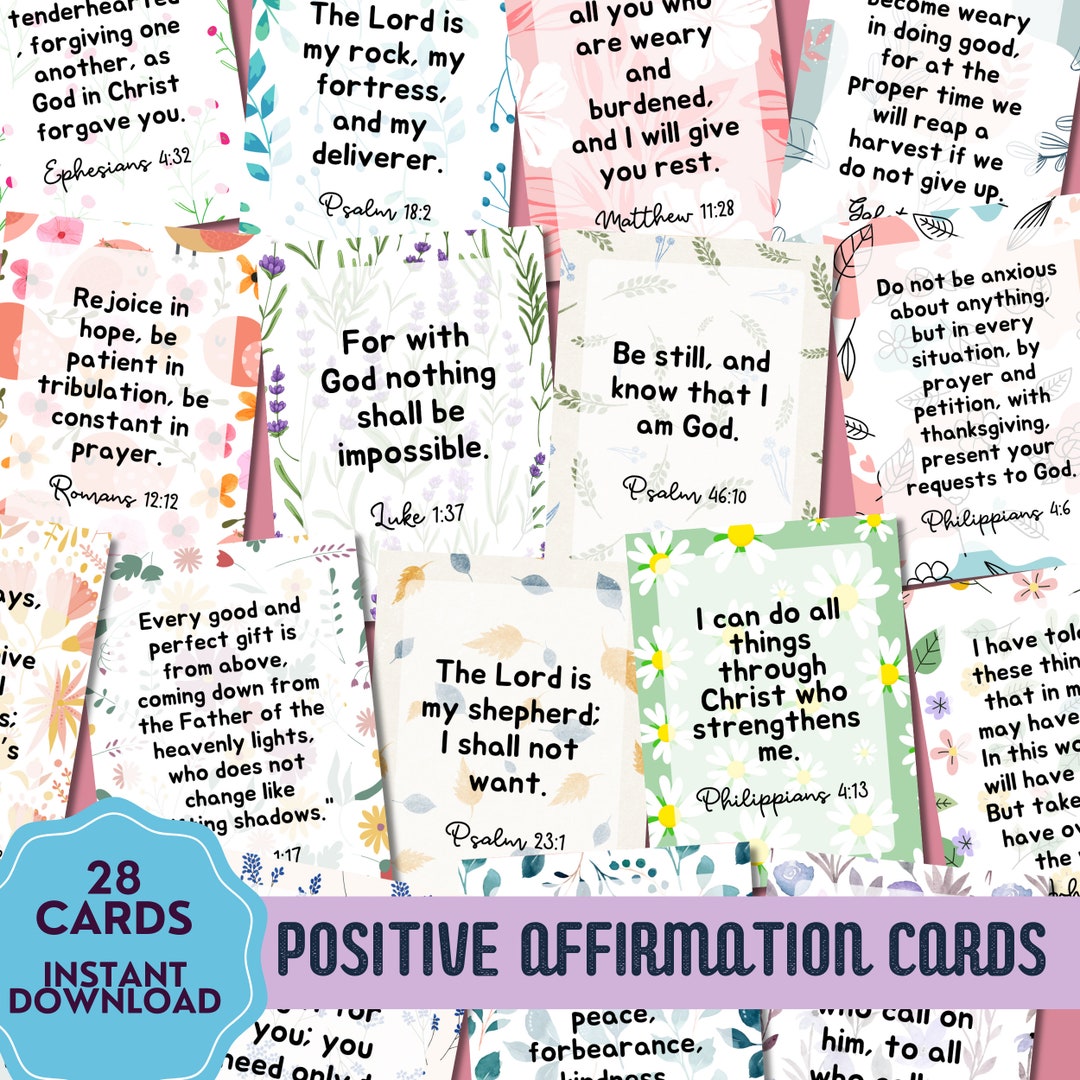 Bible Verses Positive Affirmation Cards Printable, Christian Motivation ...