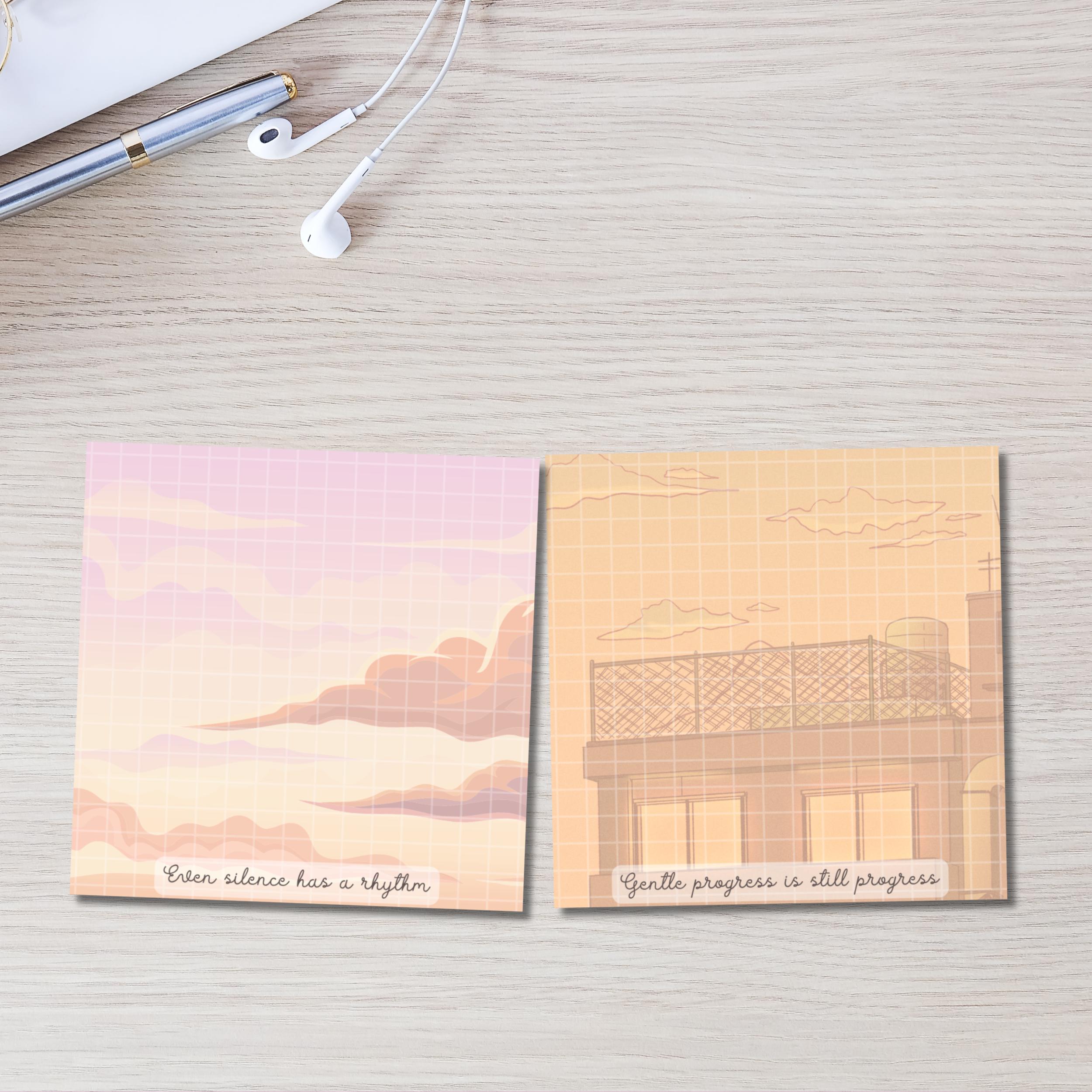 Sunset Notepad, Lofi Printable Notepad, Positive Affirmation, Kawaii ...