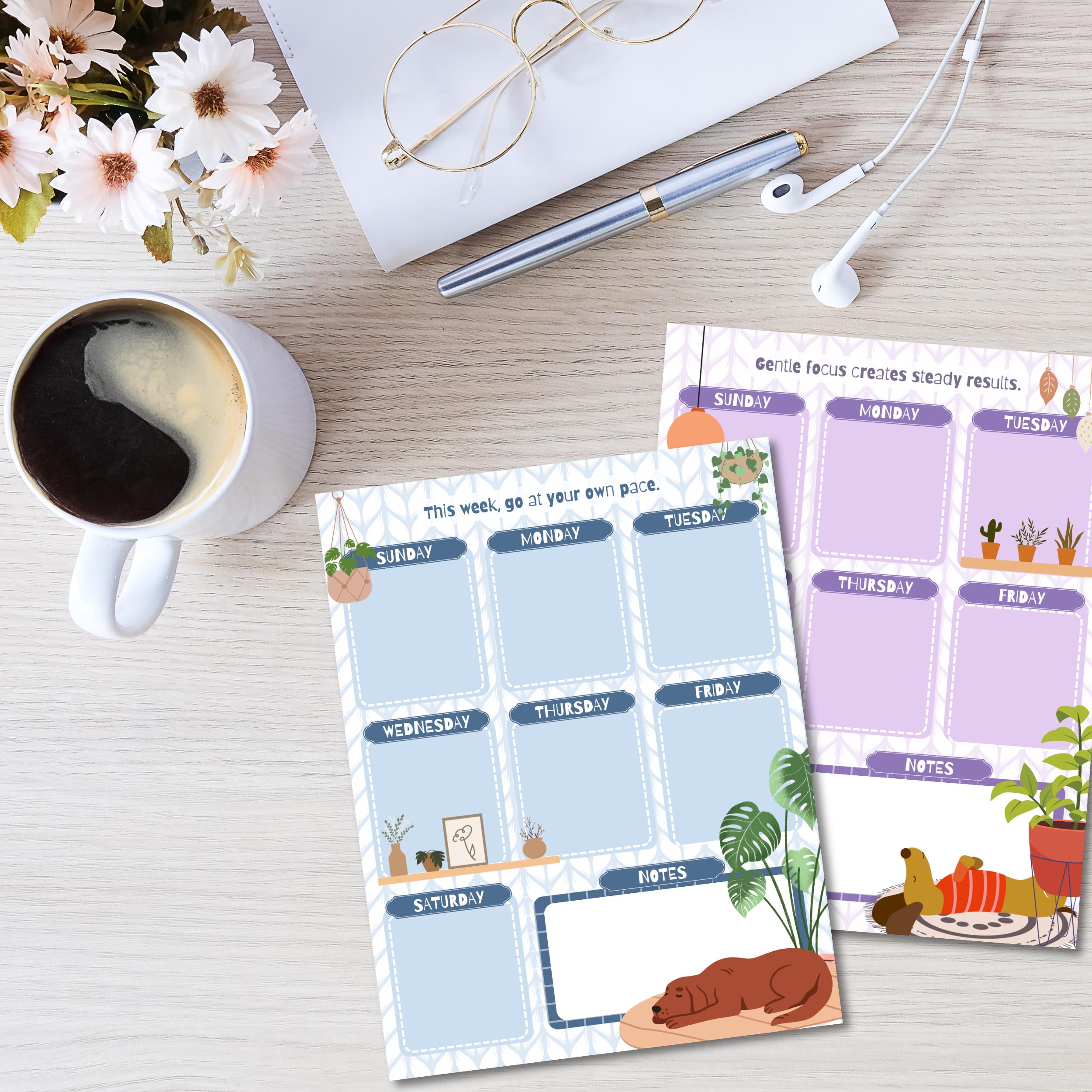 Cozy Dogs Weekly Planner, Printable Notepad, Kawaii Memo, to Do List ...