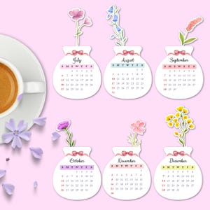 Floral Calendar, Printable Calendar, Cute Calendar, Calendar 2025, Vase ...