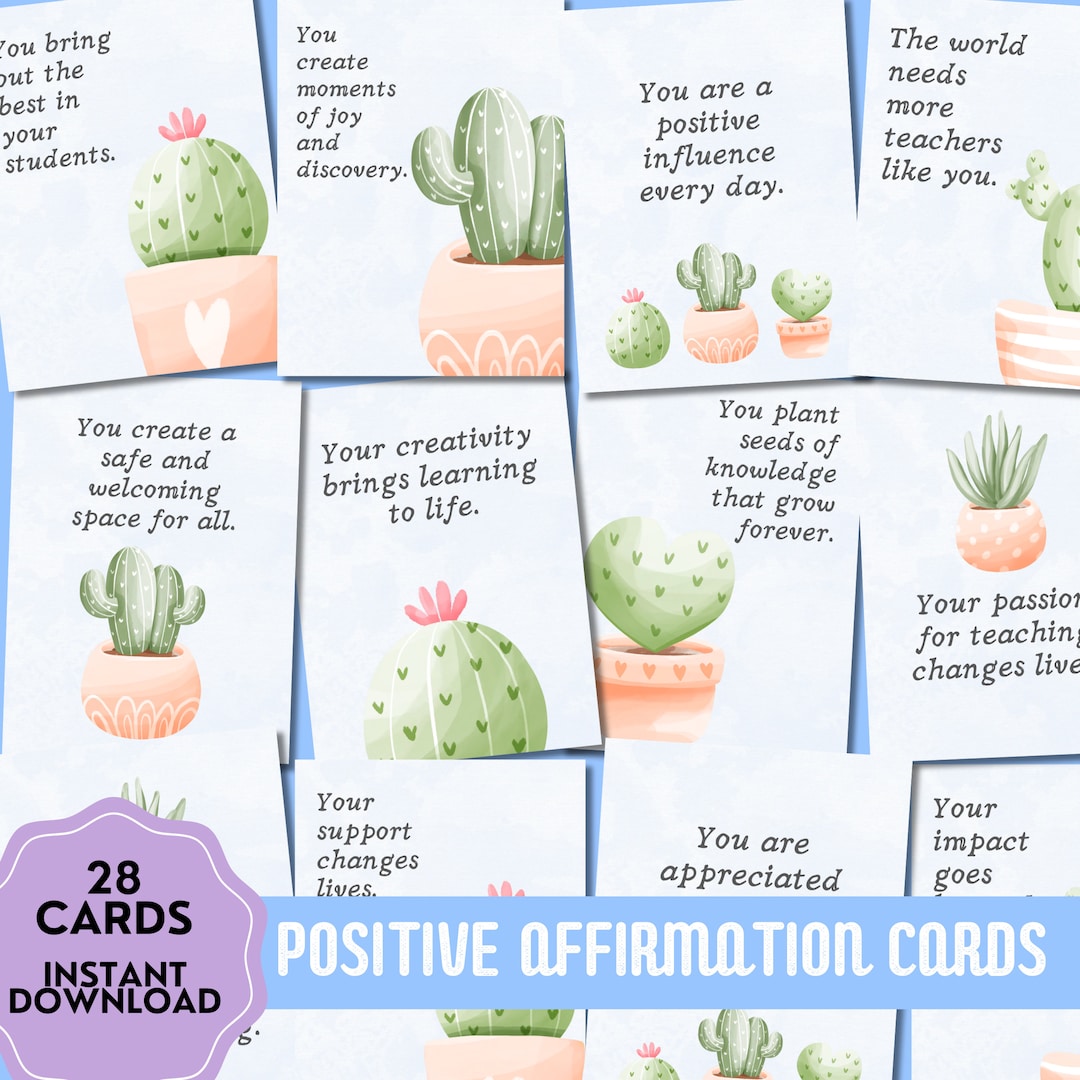 Teacher Affirmations, Positive Affirmation Cards, Printable Teacher ...