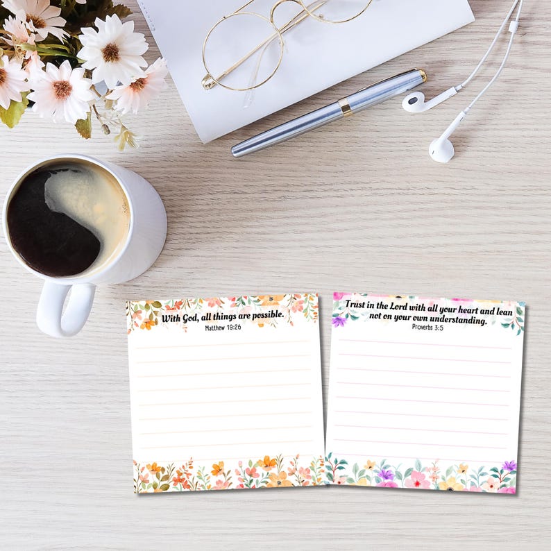 Christian Notepad, Printable Notepad, Kawaii Memo, Bible Verses Notepad ...