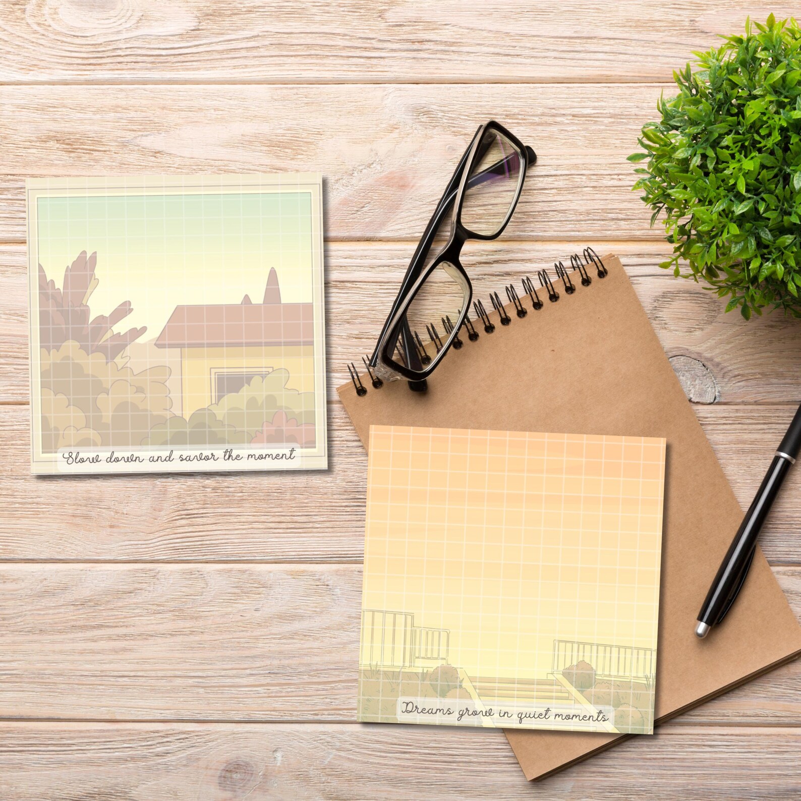 Sunset Notepad, Lofi Printable Notepad, Positive Affirmation, Kawaii ...