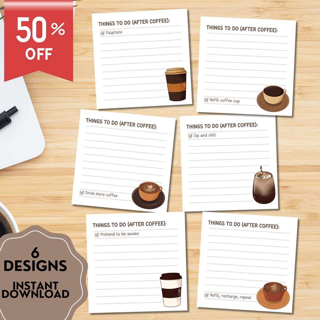 Coffee Printables, Coffee Printable Notepad ,coffee Lover Gift ...