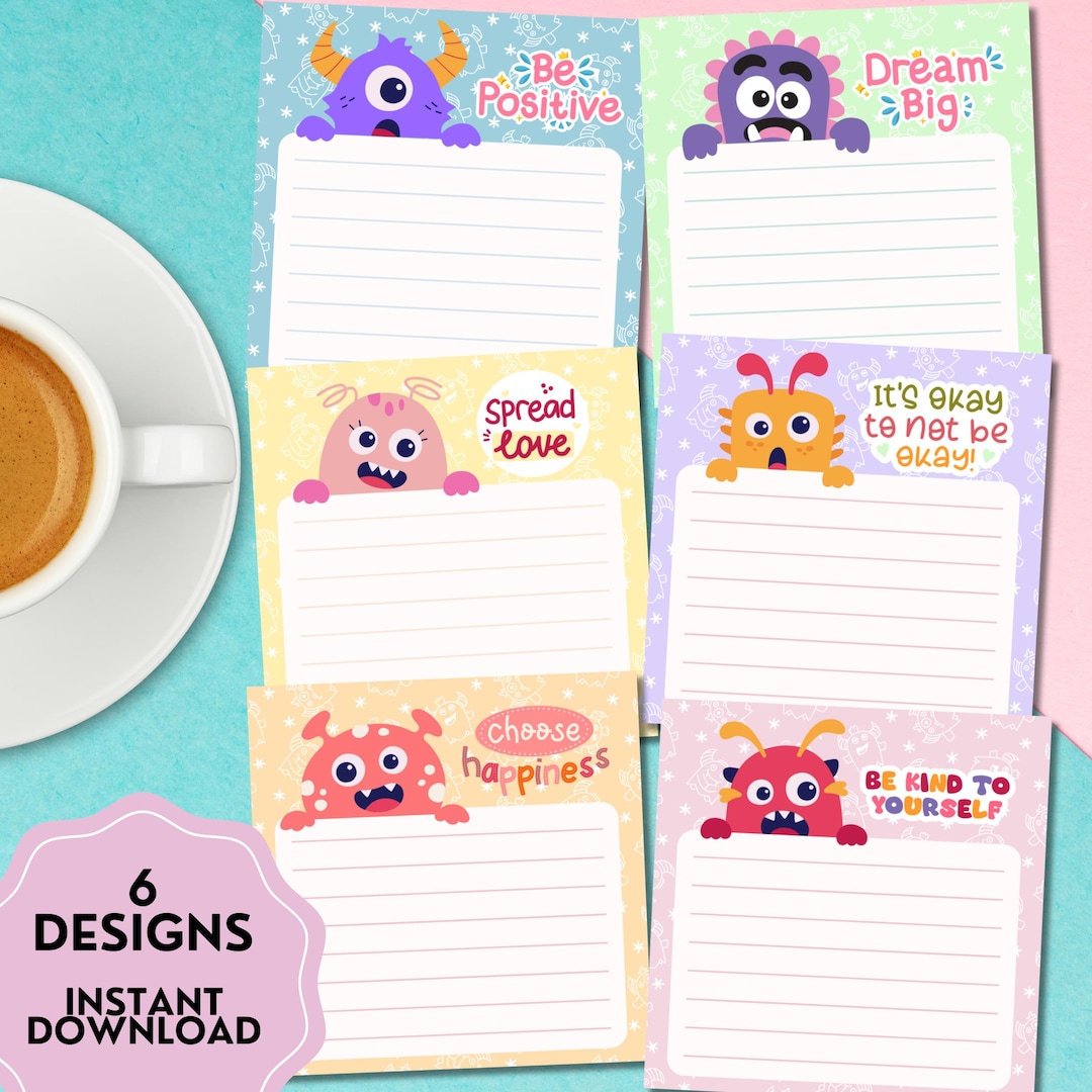 Cute Monster, Positive Affirmation, Printable Notepad, Peeking Monster ...
