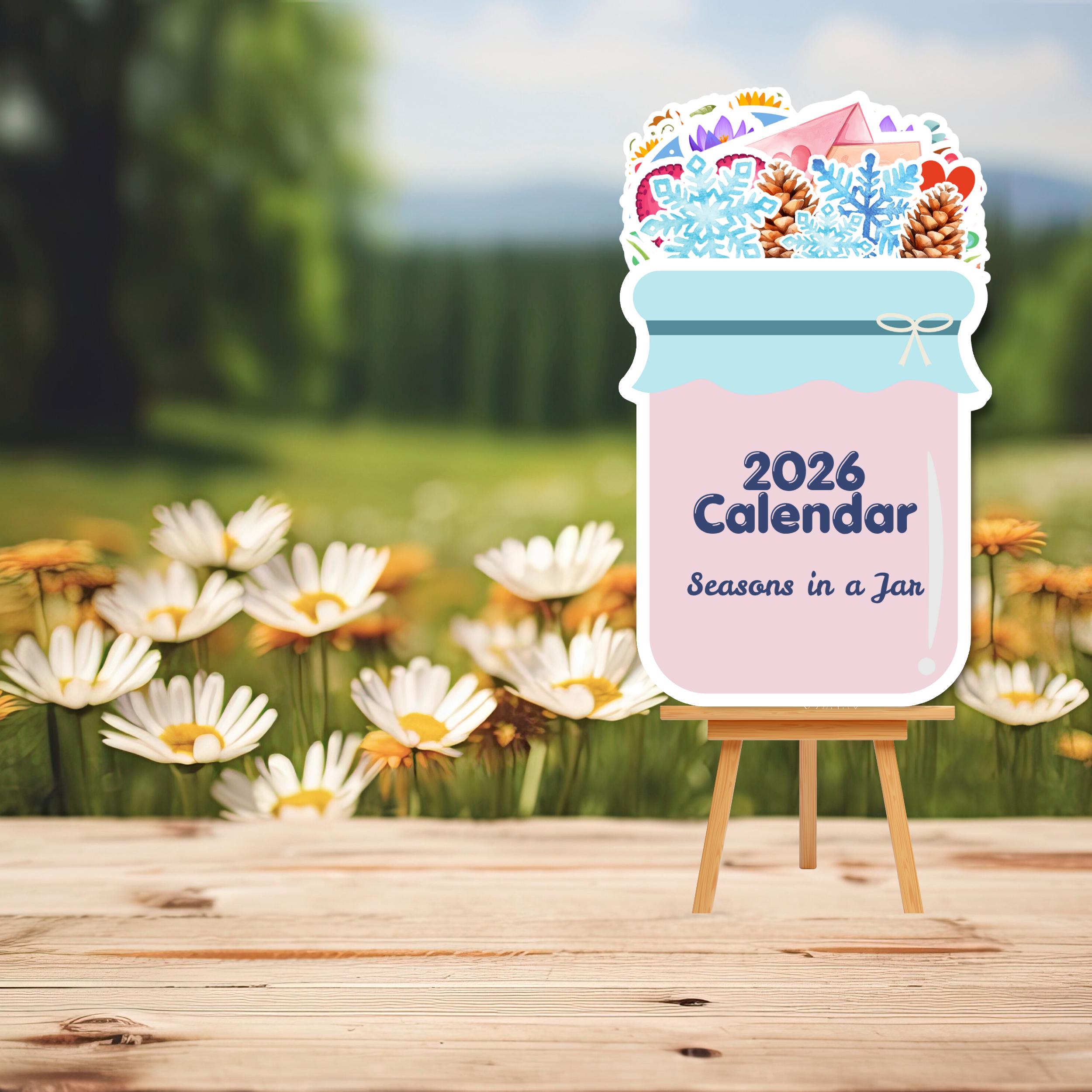 Seasons in a Jar, 2026 Calendar, Jar Calendar, Printable Calendar, Cute ...