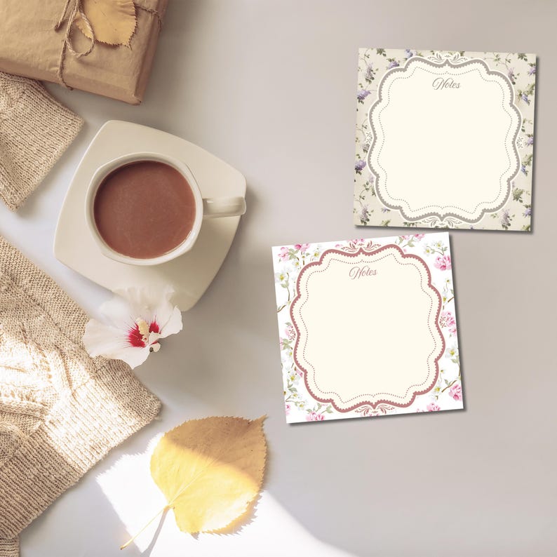 Vintage Floral Notepad, Printable Notepad, Floral Notepad, Positive ...