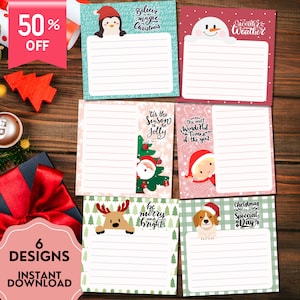 Christmas Notepad,printable Notepad, Cute Stationery, Kawaii Memo ...