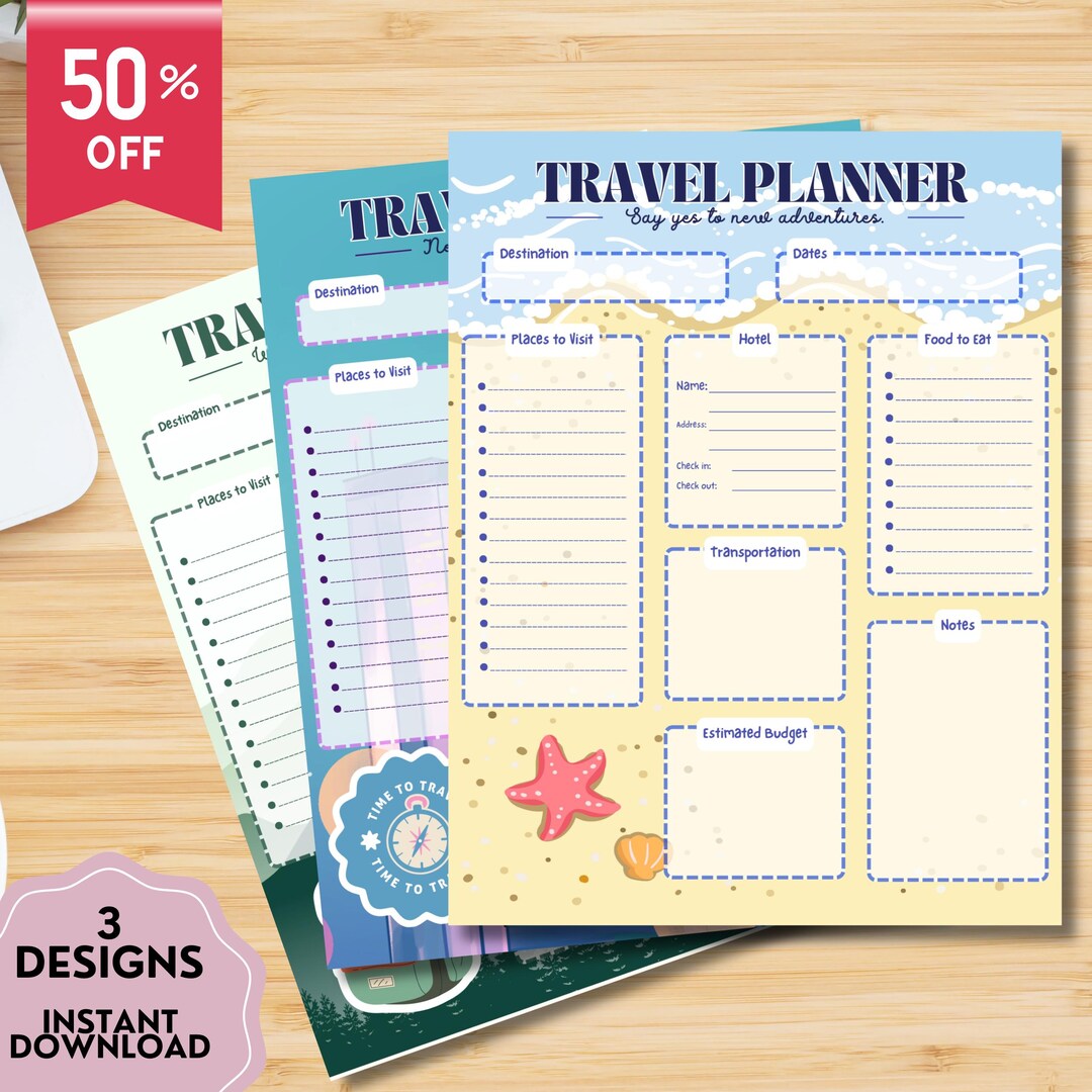 Travel Planner, Travel Notepad, Travel Planner Template, Printable Memo ...
