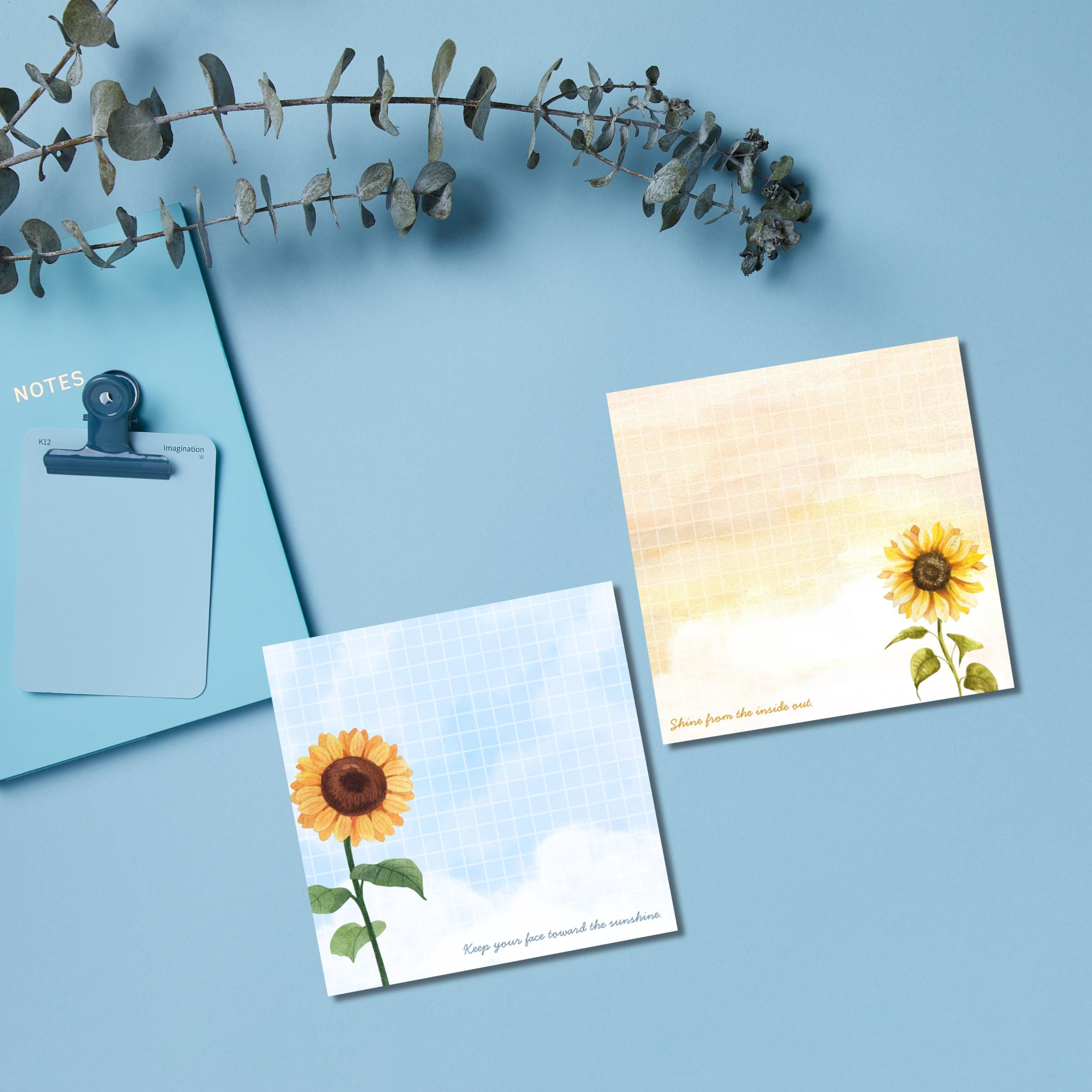 Sunflower Notepad, Printable Notepad, Sunflower Print, Cute Stationery ...