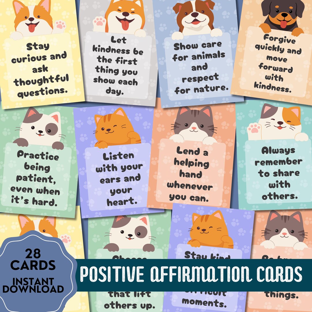 Cat Affirmation Card, Positive Affirmation Cards, Children Affirmation ...