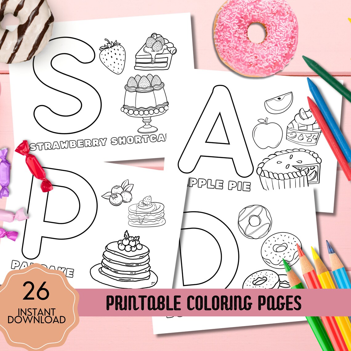Alphabet Coloring Pages Dessert , Printable Worksheets for Kids ...