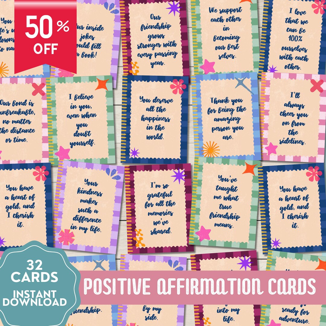 Friendship Affirmation Card, Positive Affirmation Card Printable ...
