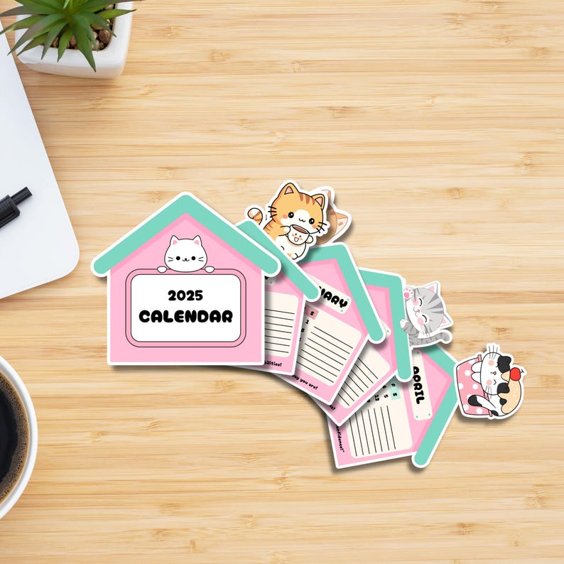 Cat Calendar, Kawaii Cat Calendar, Printable Calendar, Cute Calendar ...