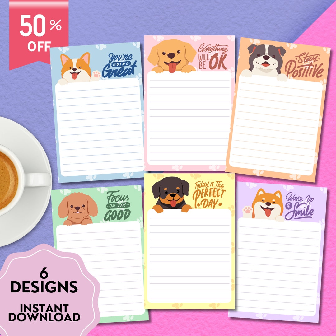 Peeking Dog Printable, Positive Affirmation Printable Notepad ...