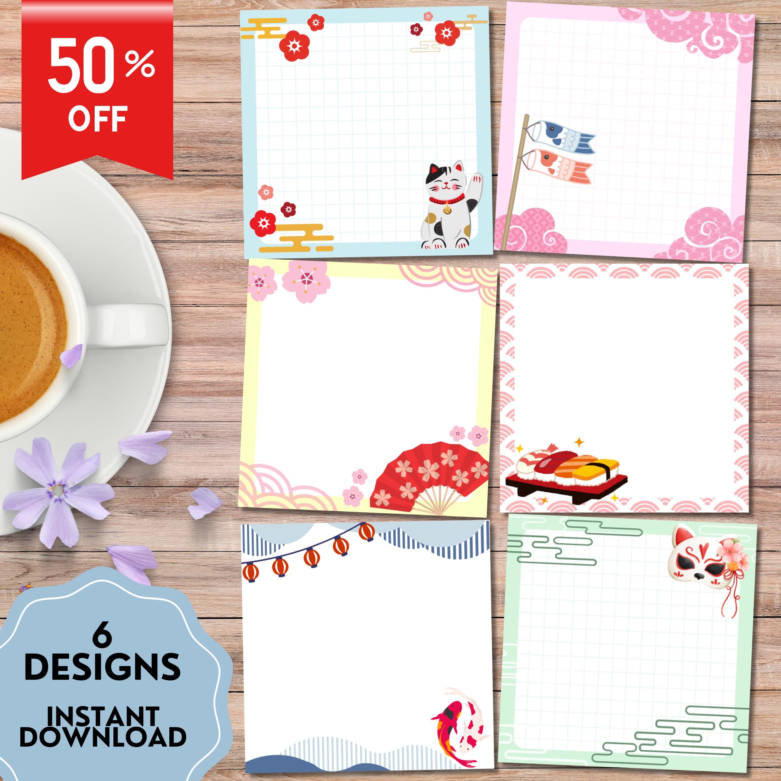 Japandi Design, Printable Notepad, Cute Stationery , Kawaii Memo ...