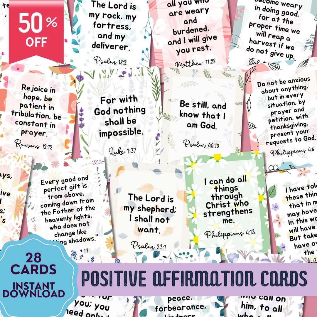 Christian Affirmations, Bible Verses Positive Affirmation Cards ...